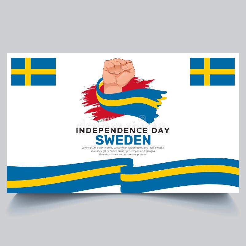 Happy Sweden Independence Day Banner and Hand Flag Design Vector Stock ...
