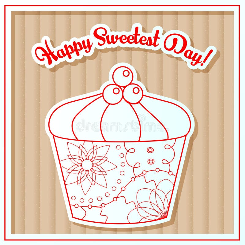 Happy Sweetest Day Card with Cupcake on Cardboard Stock Vector ...