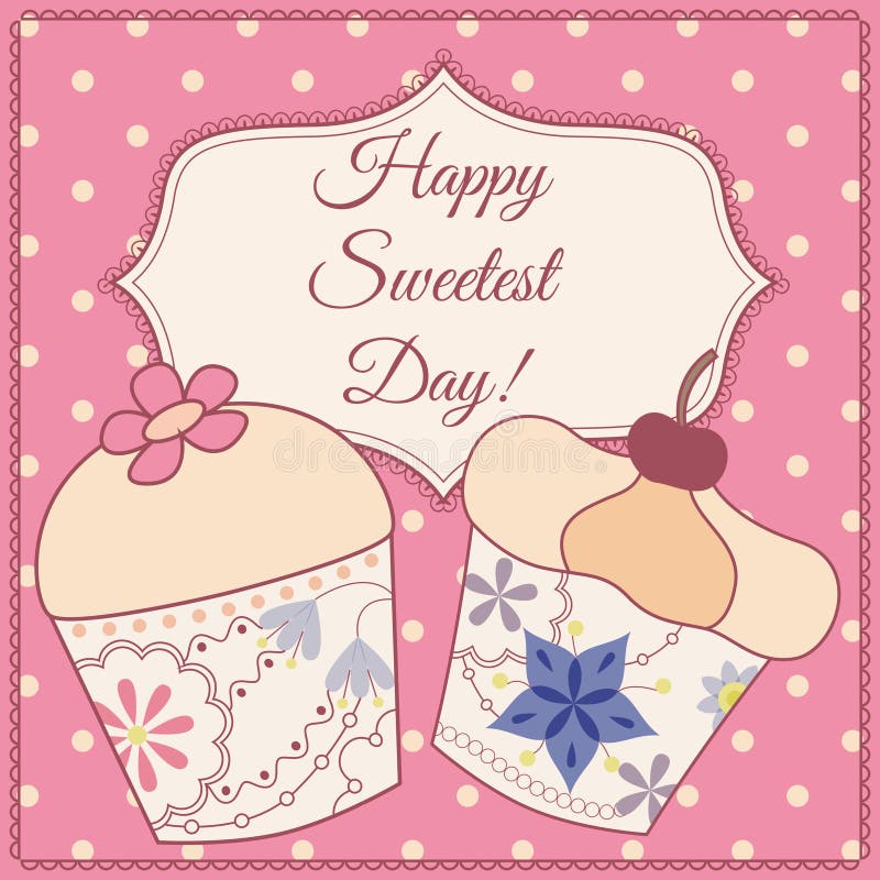 Happy Sweetest Day Card with Cupcake Vintage Stock Vector ...