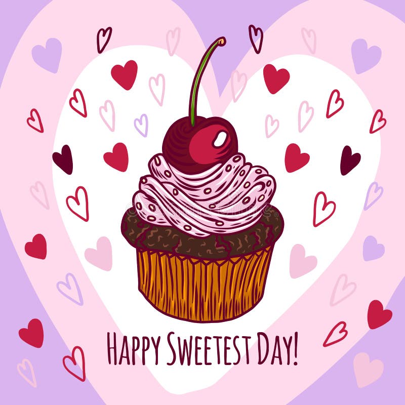 Happy Sweetest Day Concept Background, Hand Drawn Style Stock Vector ...