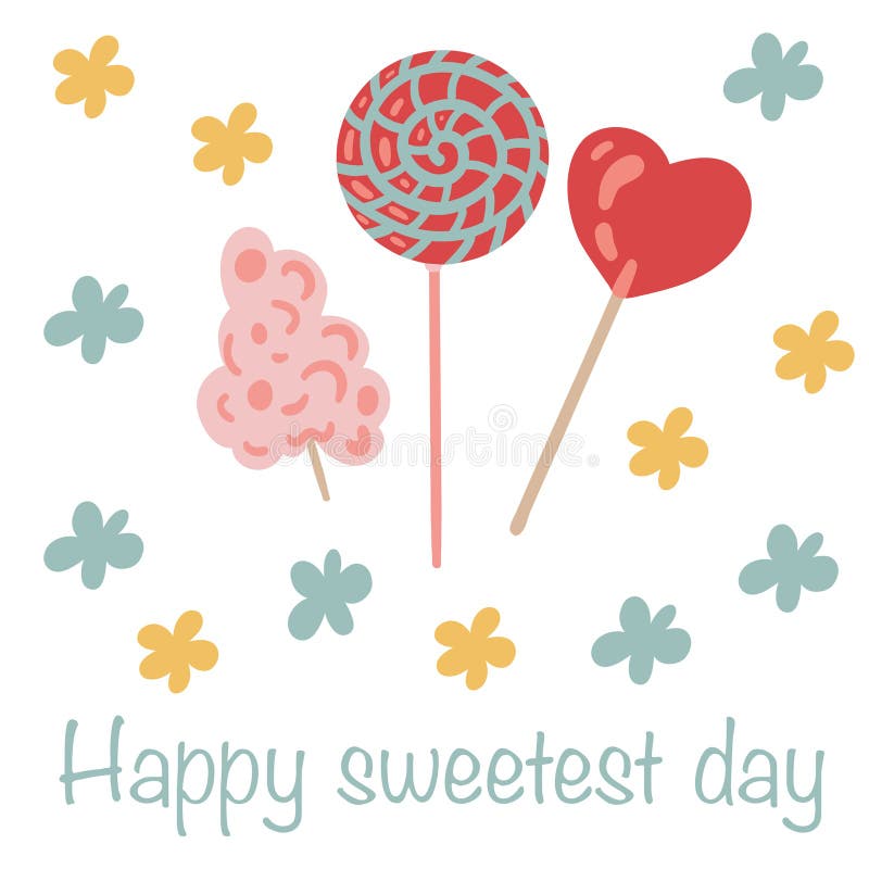 Happy Sweetest Day Flat Design Poster with Candies Stock Vector ...