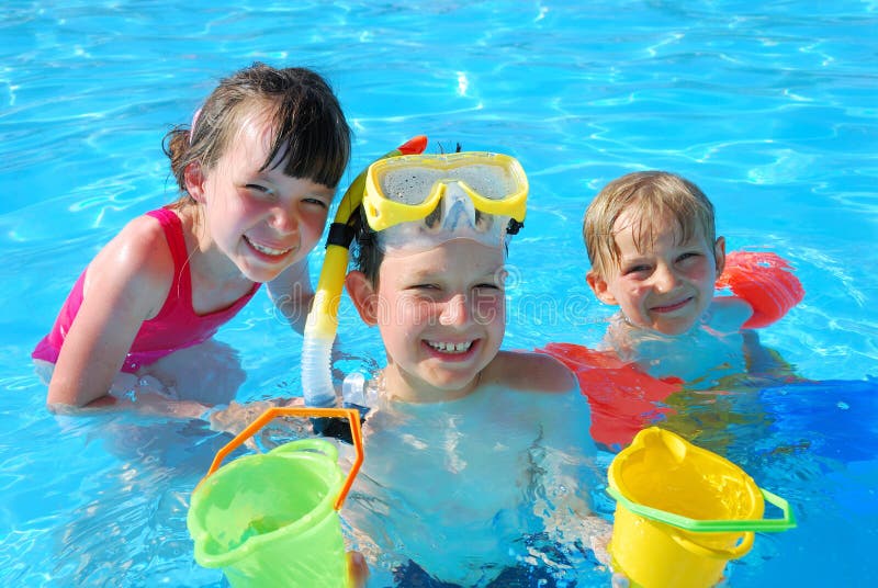 Happy children swimming stock photo. Image of family, youth - 2616726