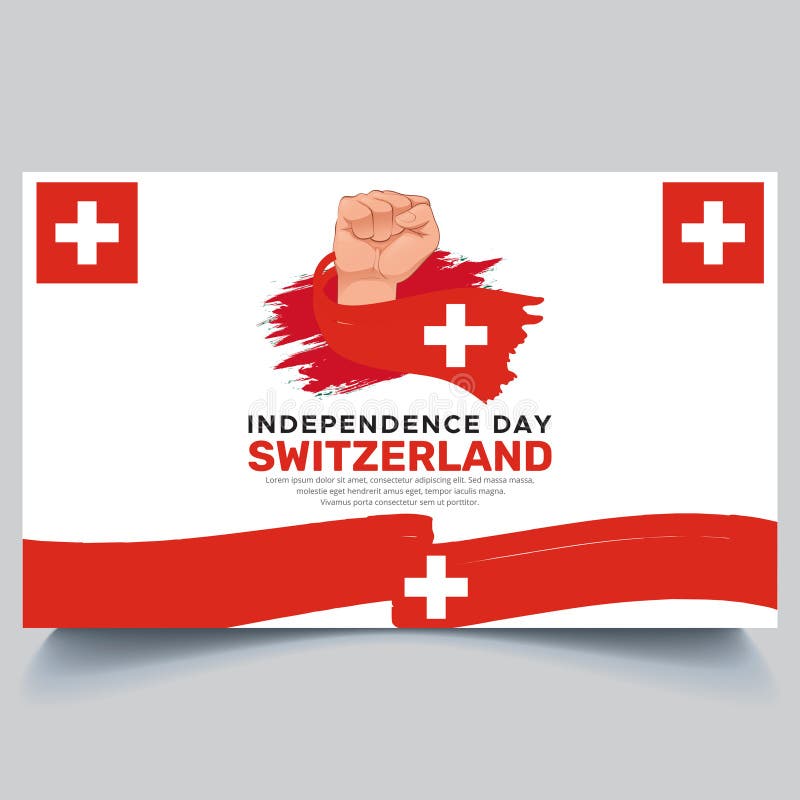Happy Switzerland Independence Day Banner and Hand Flag Design Vector ...