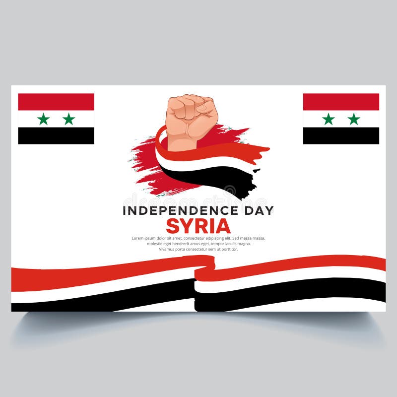 Happy Syria Independence Day Banner and Hand Flag Design Vector Stock ...
