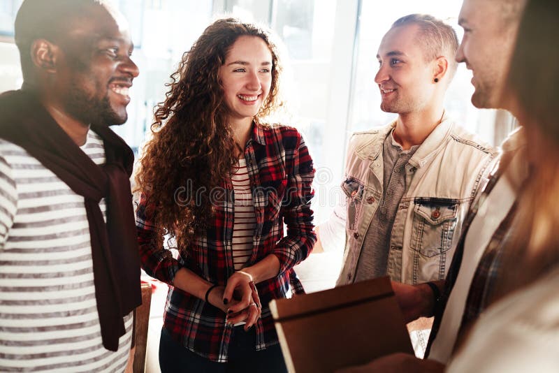 Happy talk stock photo. Image of handsome, multiethnic - 62478800