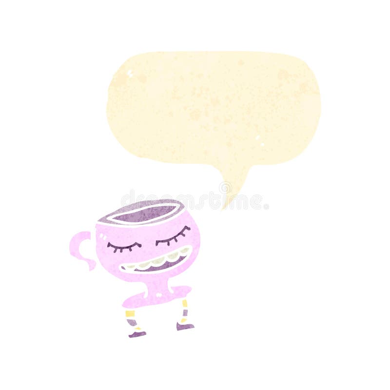 Happy Tea Cup Retro Cartoon Stock Vector - Illustration of traditional ...