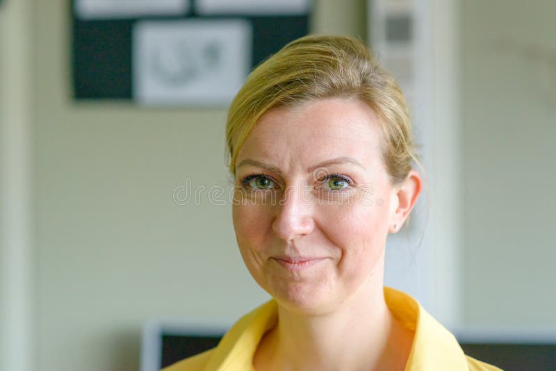 Happy Teacher Giving The Camera A Smile Stock Image Image Of Kiss