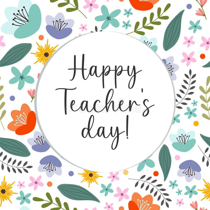 Happy Teacher S Day Greeting Card Stock Vector - Illustration of daisy ...