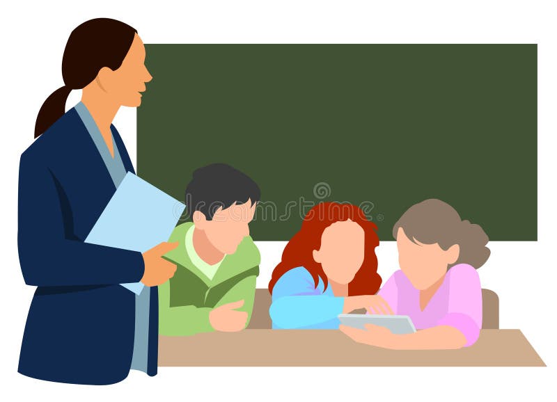 Happy Teacher School Kid Vector Illustration Stock Vector ...