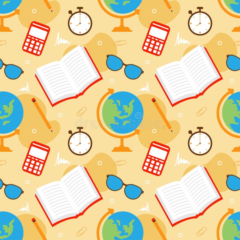 Happy Teacher Seamless Pattern Design Educational Style Elements in ...