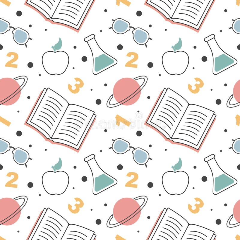 Happy Teacher Seamless Pattern Design Educational Style Elements in ...