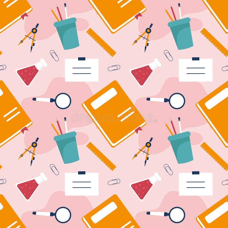 Happy Teacher Seamless Pattern Design Educational Style Elements in ...