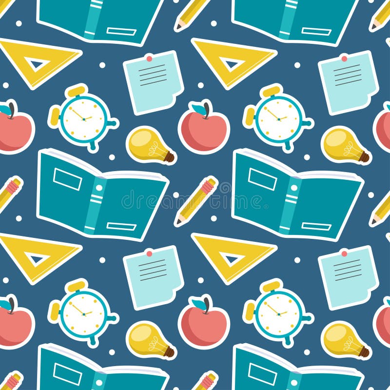 Happy Teacher Seamless Pattern Design Educational Style Elements in ...