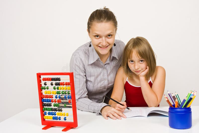 Happy Teacher and Student in School Stock Image - Image of caucasian ...