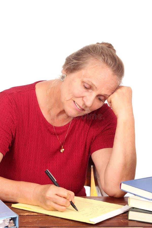 Happy teacher or writer stock image. Image of office - 15687489