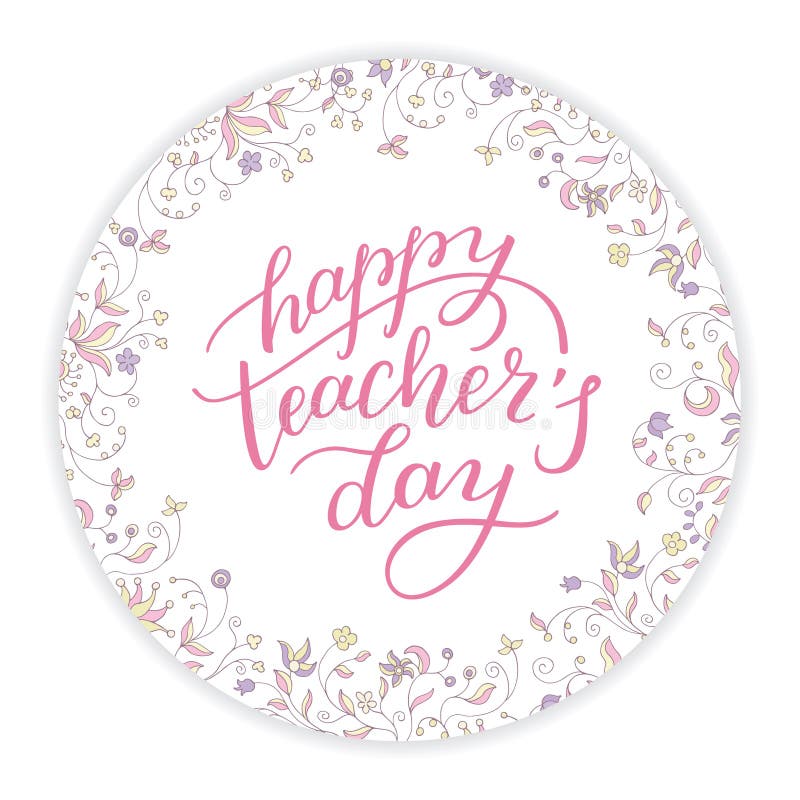 Happy Teachers` Day Hand Lettering Template For Greeting Cards