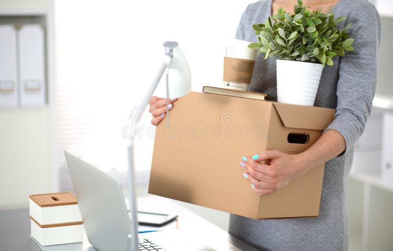 Happy Team of Businesspeople Moving Office Stock Photo - Image of ...