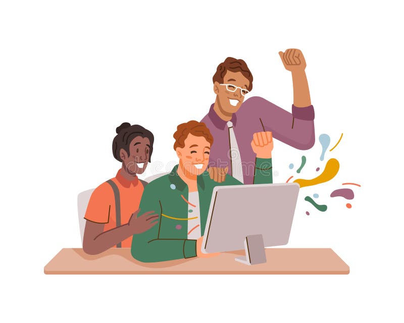 Happy Team Celebrating Victory Completed Project Stock Vector ...