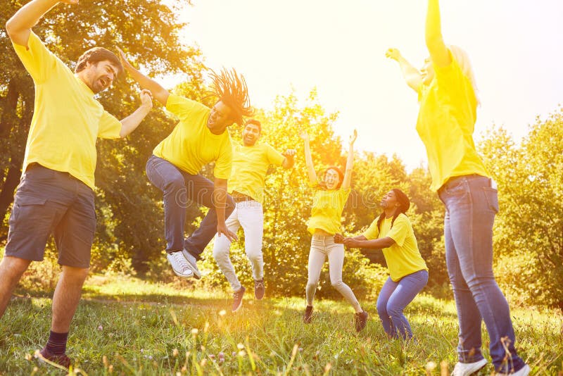 Happy Team Cheers Together after Victory Stock Image - Image of people ...
