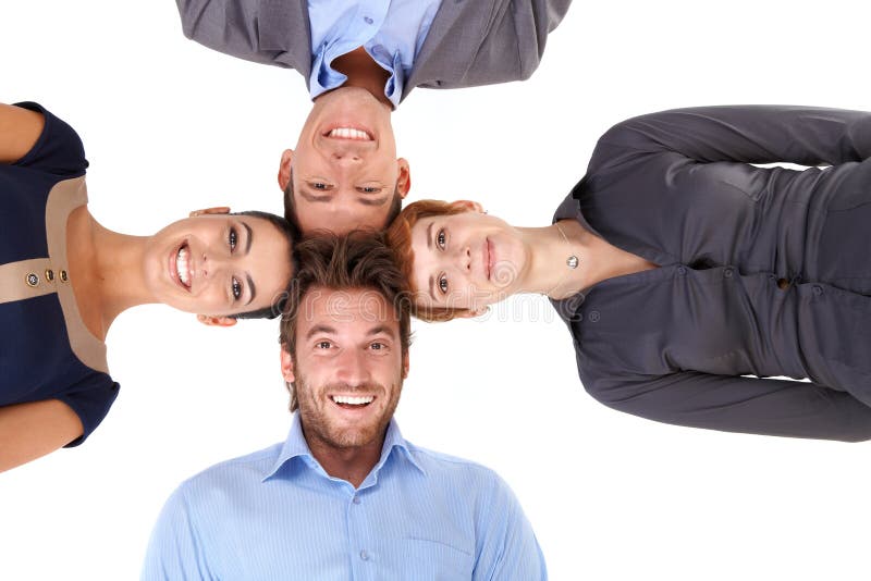 Happy Team Putting Heads Together Stock Image - Image of beauty ...