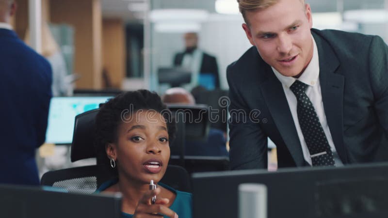 Happy, Teamwork and Business People at Computer in Office with Friendly ...