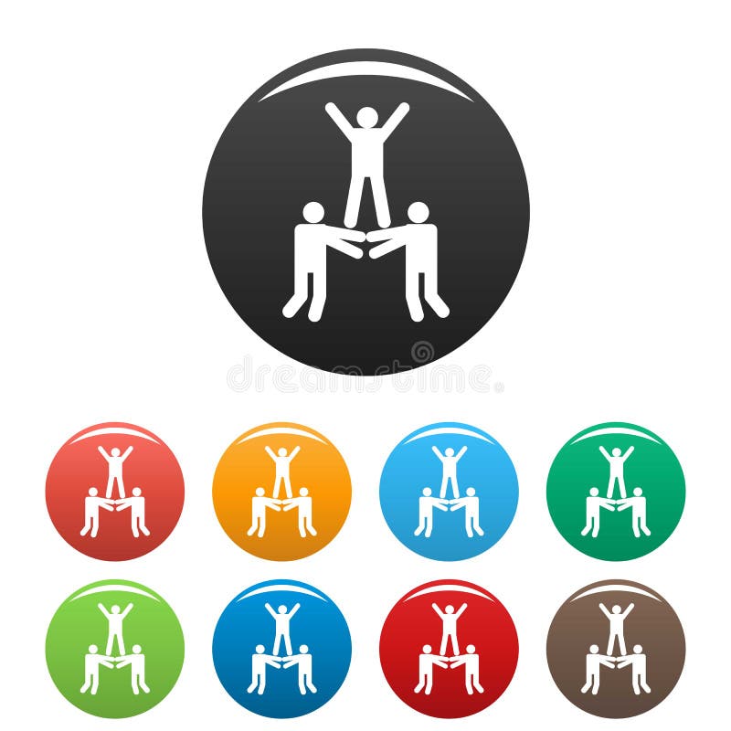 Happy Teamwork Icons Set Color Vector Stock Vector - Illustration of ...