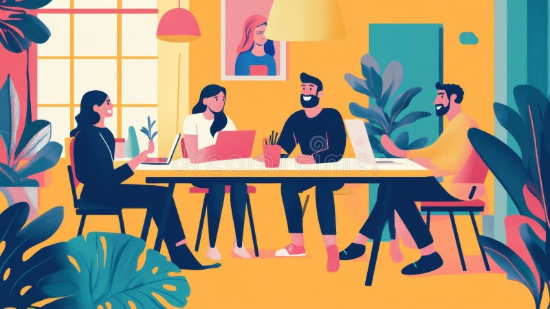 Happy Teamwork Moment Captured in a Collaborative Workspace Stock ...