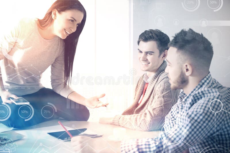 Teamwork People Discuss Business Process Stock Image - Image of person ...