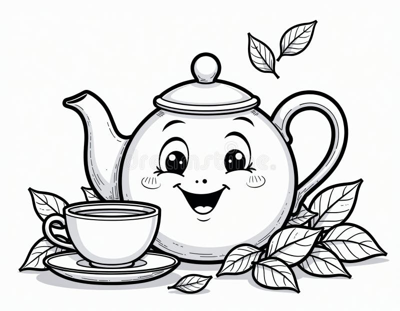 Happy Teapot and Teacup Cartoon Illustration Stock Illustration ...