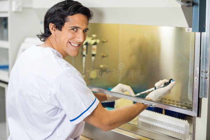 Happy Technician Experimenting in Laboratory Stock Image - Image of ...
