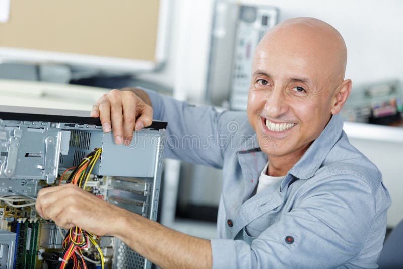 Happy it Technician Repairing Broken Pc Desktop Computer Stock Image ...
