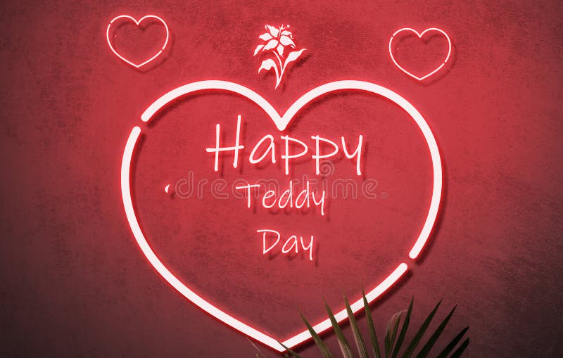 Happy Teddy Day Neon Text Effects, Stock Photo - Image of connection ...