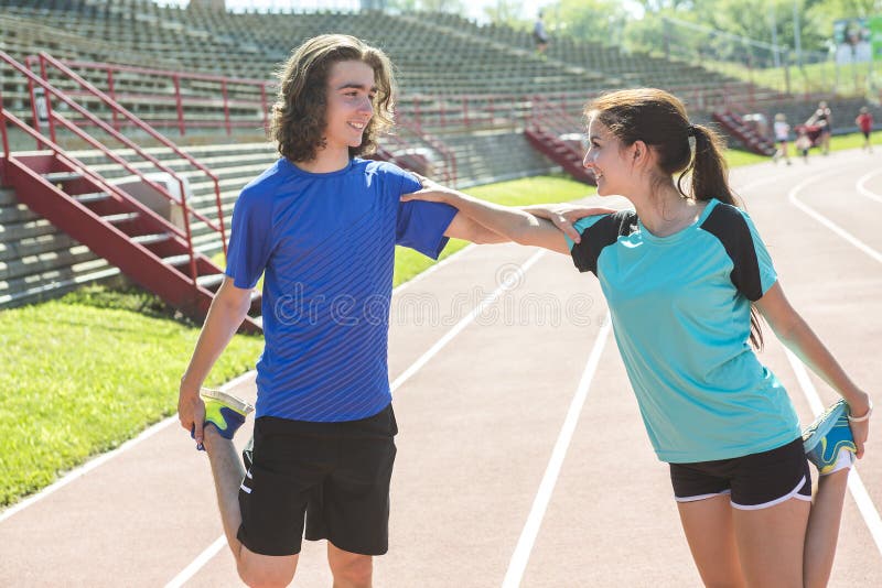 Happy Teen Doing Training Workout and Sport Stock Photo - Image of ...