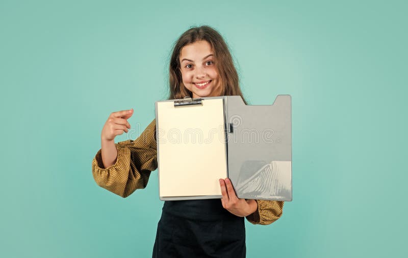 Happy Teen Girl Hold Paper Document Folder, Copy Space, Study Stock ...