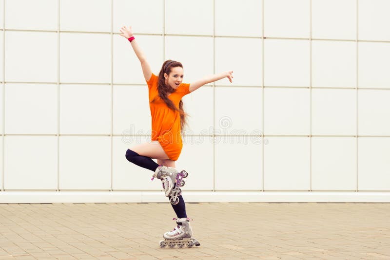 Happy Teenager Resting on Outdoors Rollerblading Stock Image - Image of ...