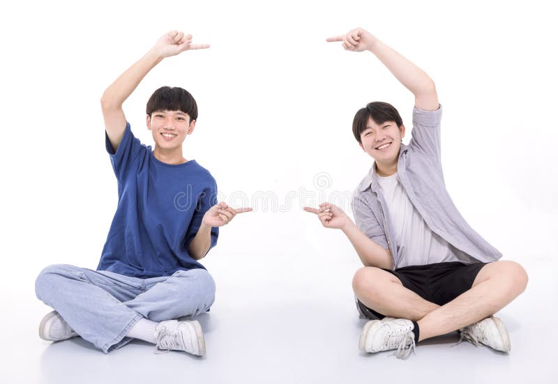 Happy Teenager Student Point Finger on Each Other Stock Image - Image ...