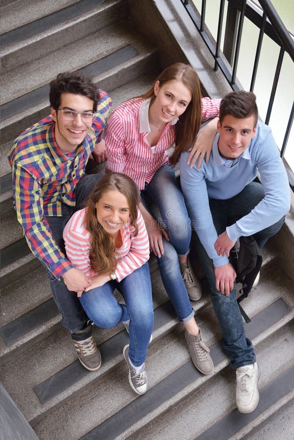 Happy Teens Group in School Stock Image - Image of classroom, school ...