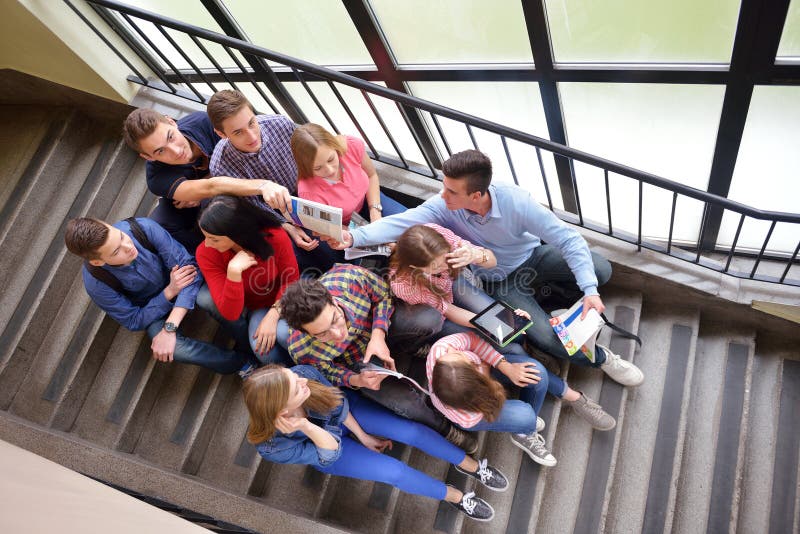 Happy Teens Group in School Stock Photo - Image of highschool, school ...