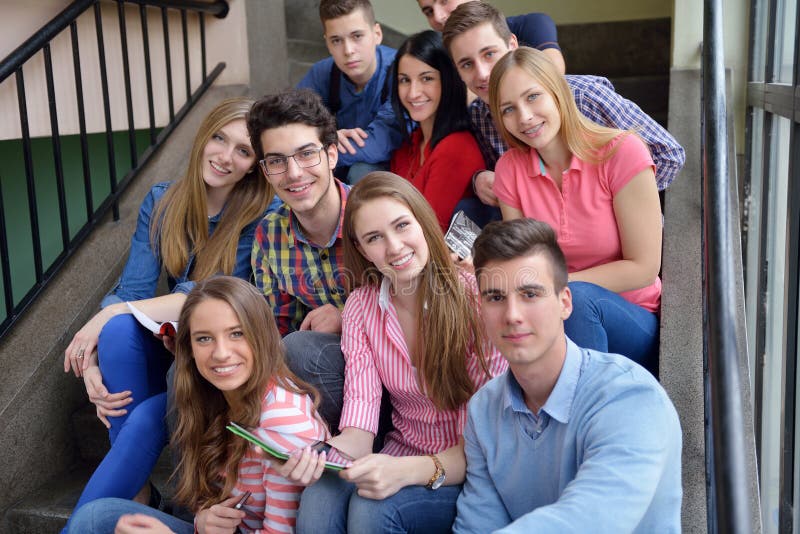 Happy Teens Group in School Stock Image - Image of ethnic, classmates ...