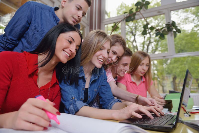 Happy Teens Group in School Stock Photo - Image of highschool, friends ...