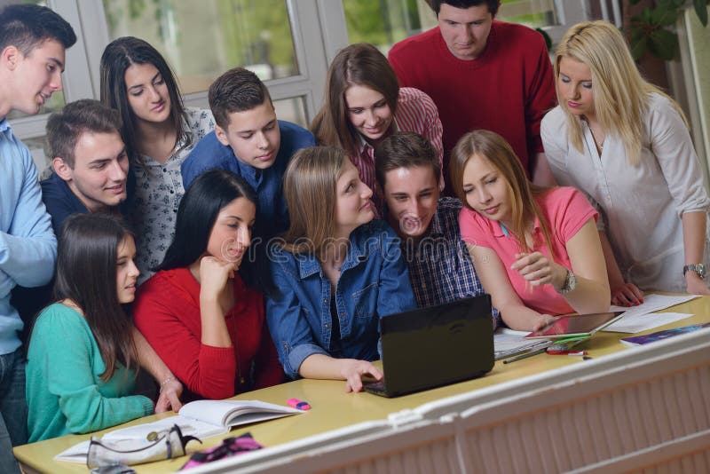 Happy Teens Group in School Stock Image - Image of group, cheerful ...