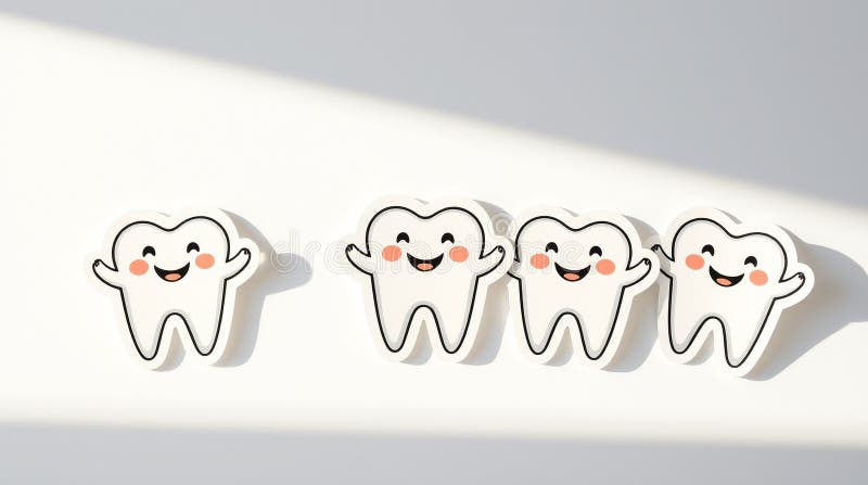 Happy Teeth Characters on a White Background. One Tooth is Separate ...
