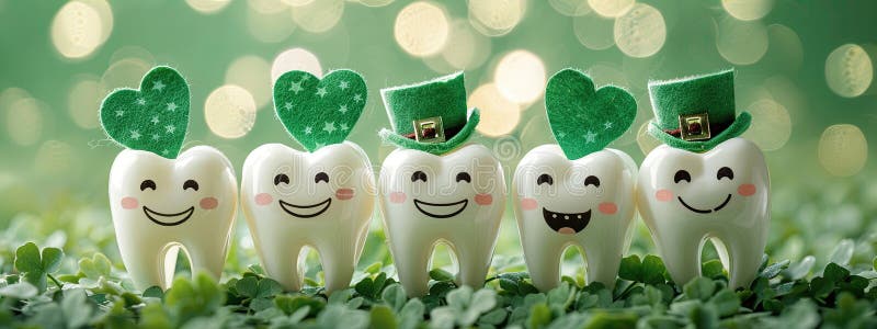 The Happy Teeth Who Celebrate ST Patrick& X27;s Day. Stock Illustration ...