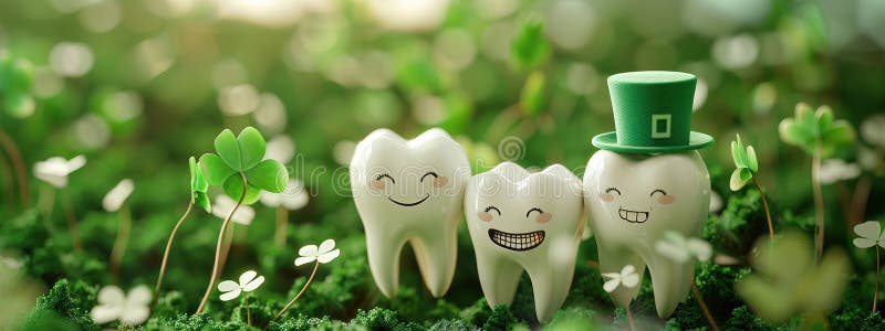 The Happy Teeth Who Celebrate ST Patrick& X27;s Day. Stock Illustration ...
