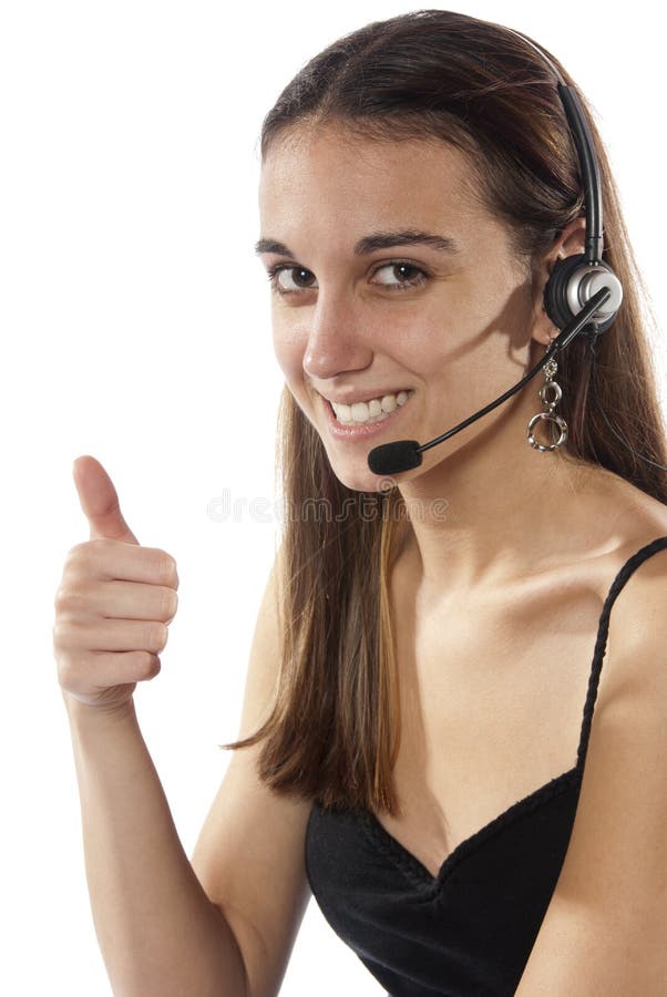 Happy Telephone Operator Takes Your Calls Stock Photo - Image of ...
