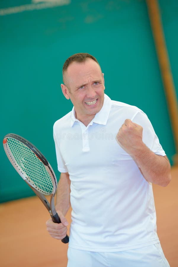Happy Tennis Player Has Scored Stock Image - Image of progress, singles ...