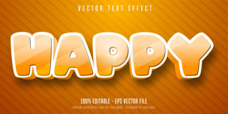 Happy Text, Cartoon Style Editable Text Effect Stock Vector ...