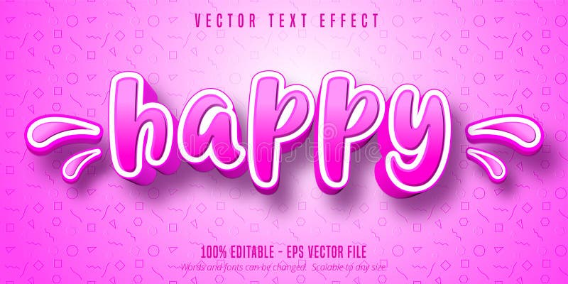 Happy Text, Cartoon Style Editable Text Effect Stock Vector ...