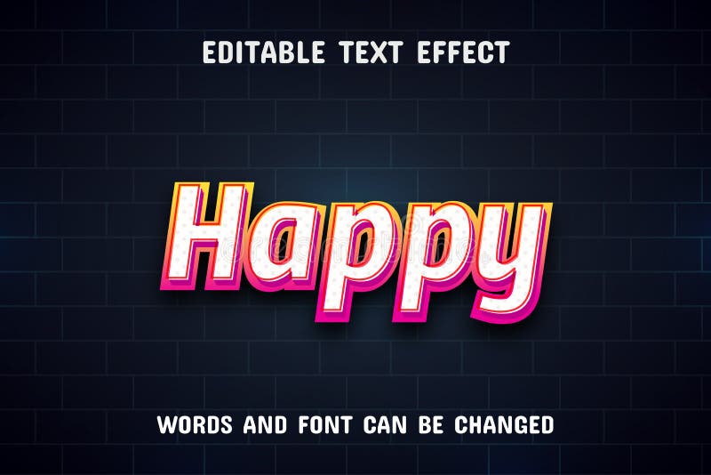 Happy Text - Editable Text Effect Stock Vector - Illustration of banner ...
