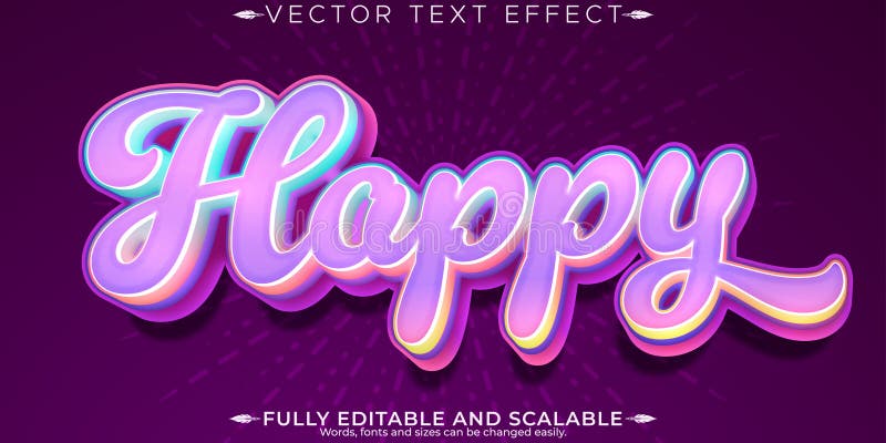 Happy Text Effect, Editable Joy and Cheerful Customizable Font Style ...